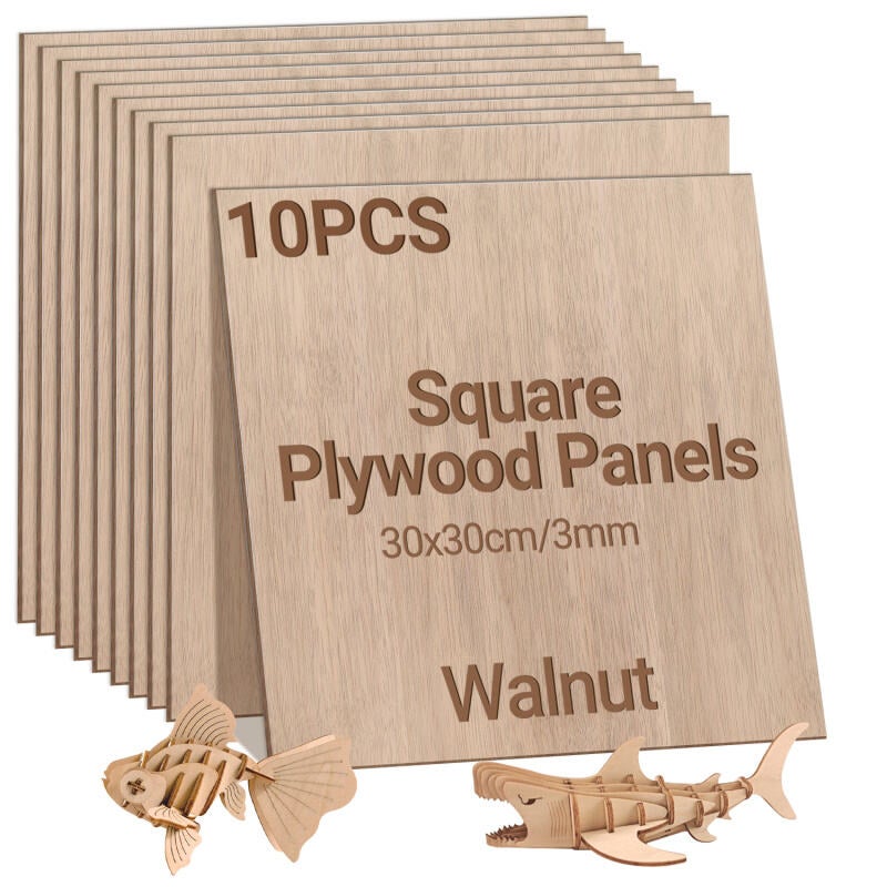 Compensato - Quadrato - 20 pannelli - 300 x 300 x 3 mm - Legno di noce ...