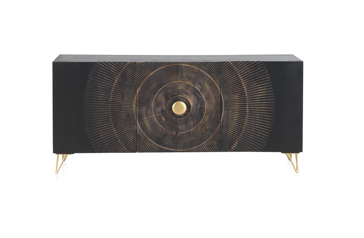 Buffet en bois de manguier et panneaux de fibres, noir | Leroy Merlin