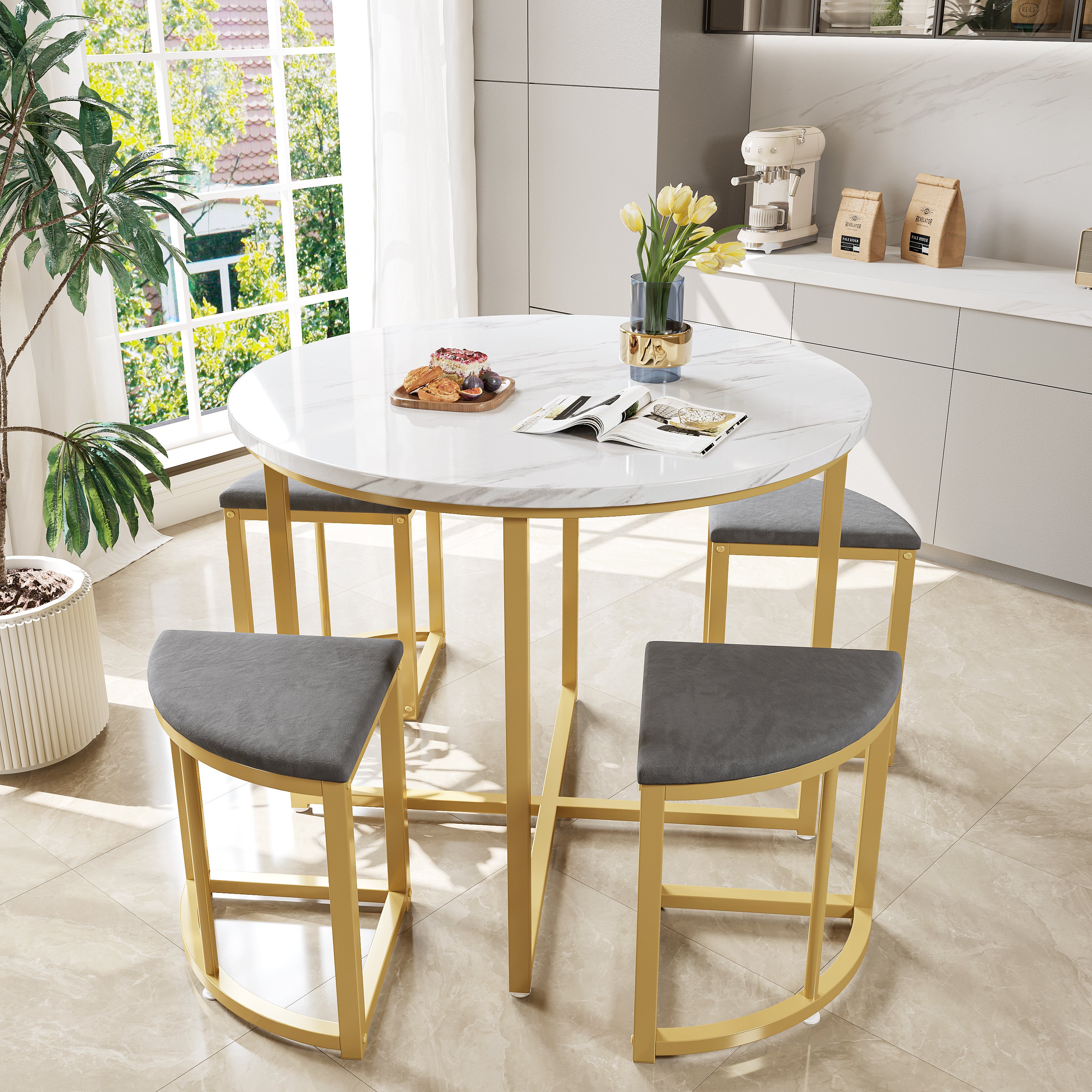Ensemble Table et Chaises de Salle à Manger Moderne - Table MDF Blanche ...
