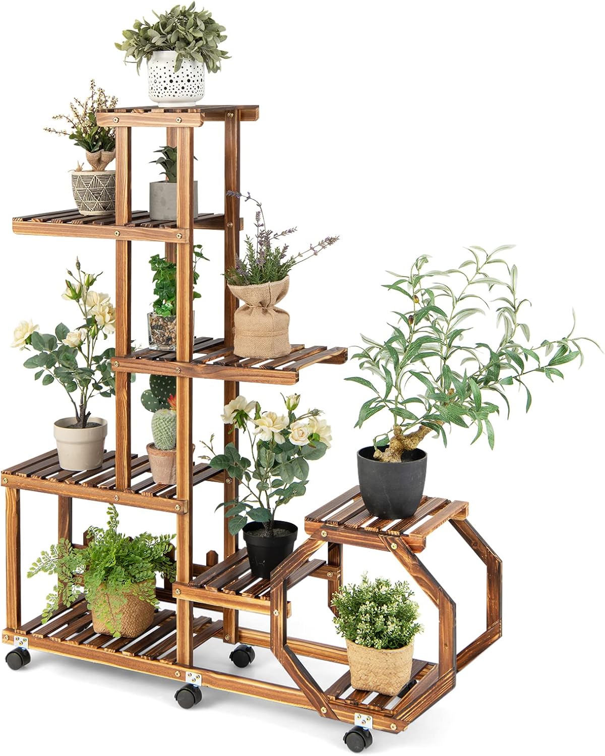Support pour Plantes en Bois 6 Niveaux, Design Octogonal, Support de ...
