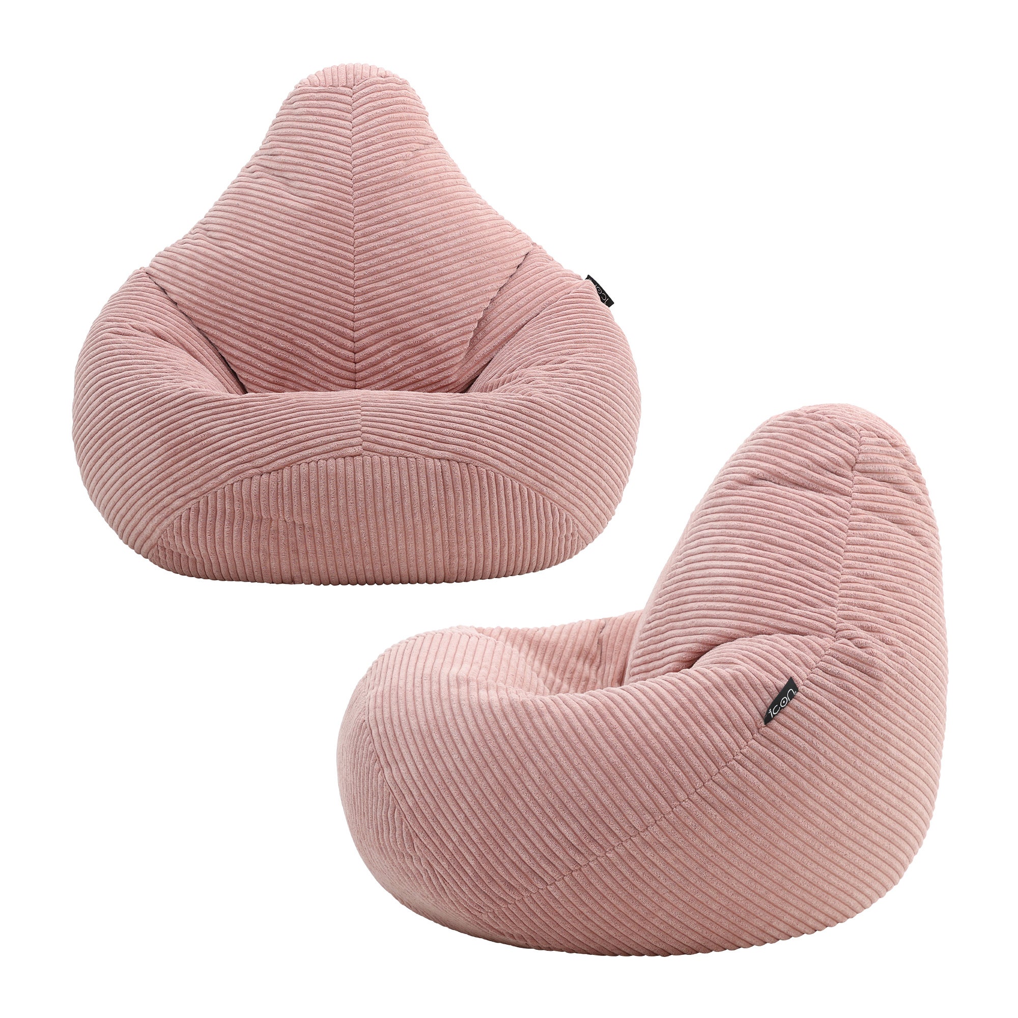 Juego de 2 pufs reclinables infantiles Icon, pana rosa amanecer, 65 x ...