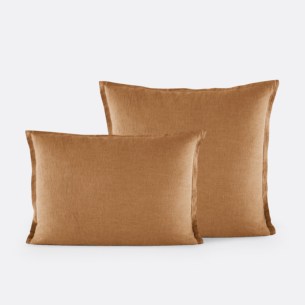 Taie d'oreiller en lin lavé, Linot - Caramel - 63 x 63 cm | Leroy Merlin