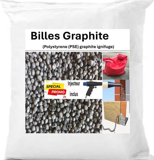 2 000 LITRES Billes Graphite (PSE graphite) ignifugées M1 + injecteur ...