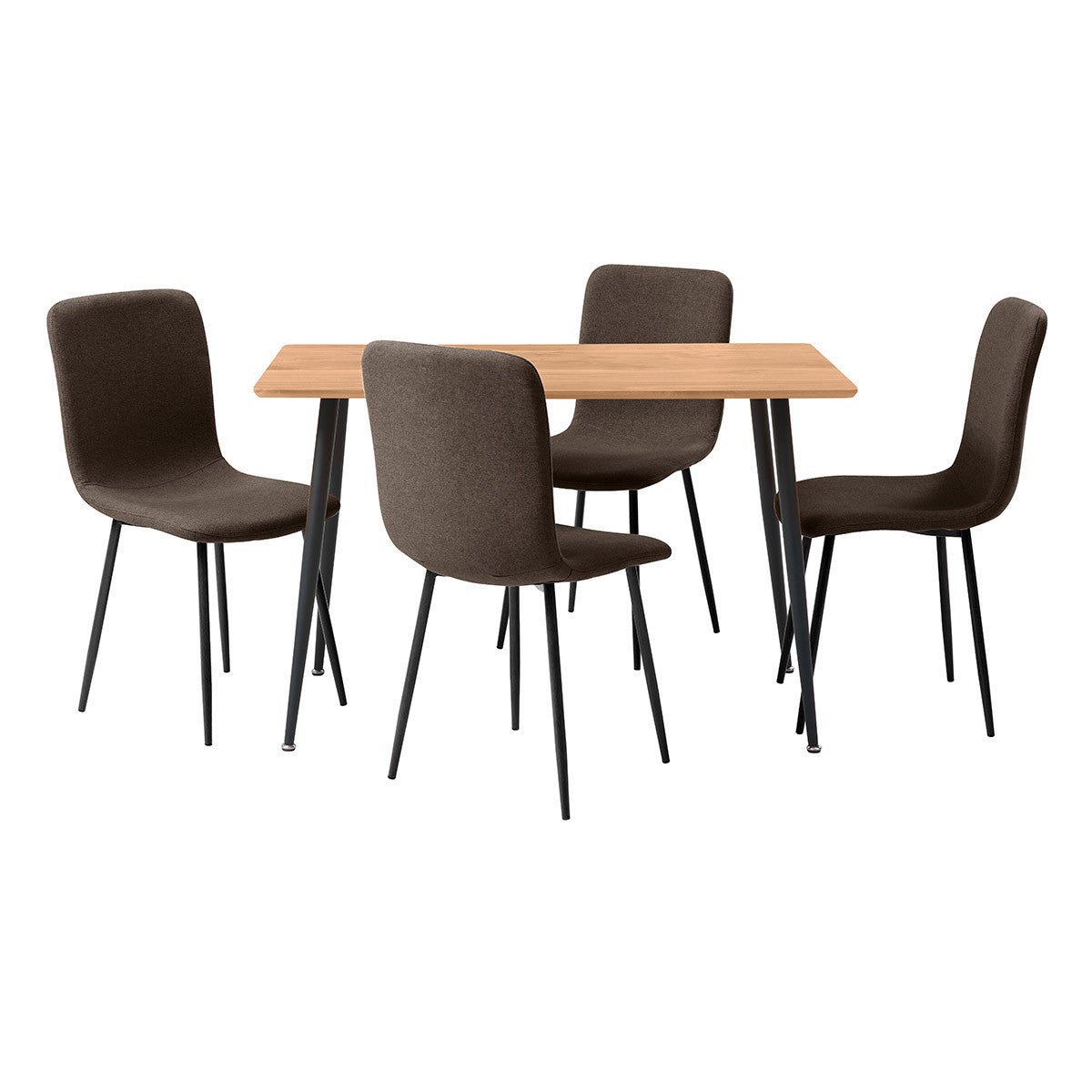 HANOI - Ensemble Table Rectangle 120 Effet Bois + 4 Chaises Marrons ...