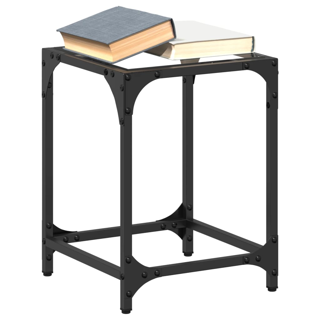 Tables basses avec dessus en verre transparent 2 pcs acier vidaXL ...