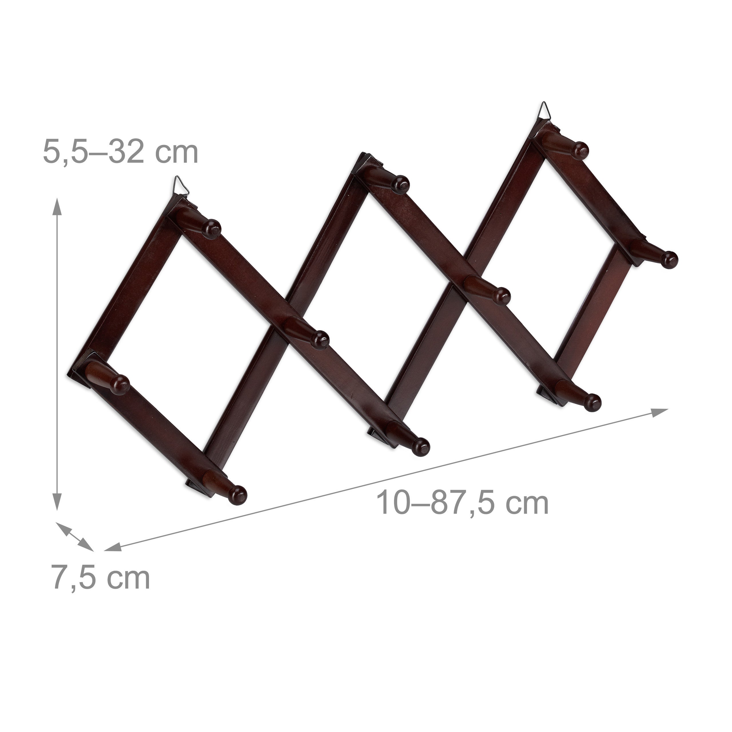Perchero de pared, barra extensible, 10 ganchos para ropa, perchero ...