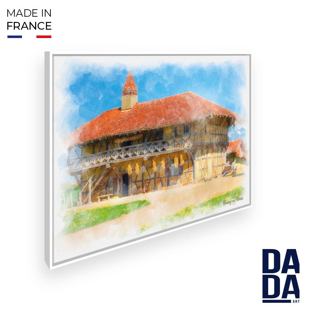 Tableau Ancienne ferme de Bourg-en-Bresse / 45x60cm / Cadre Blanc ...