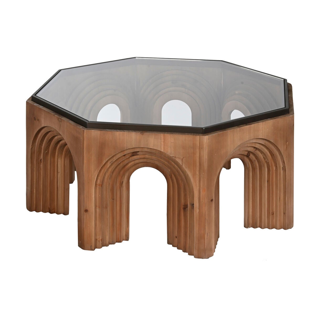 Table Basse Home ESPRIT Verre Bois d'épicéa 99 x 99 x 46 cm | Leroy Merlin