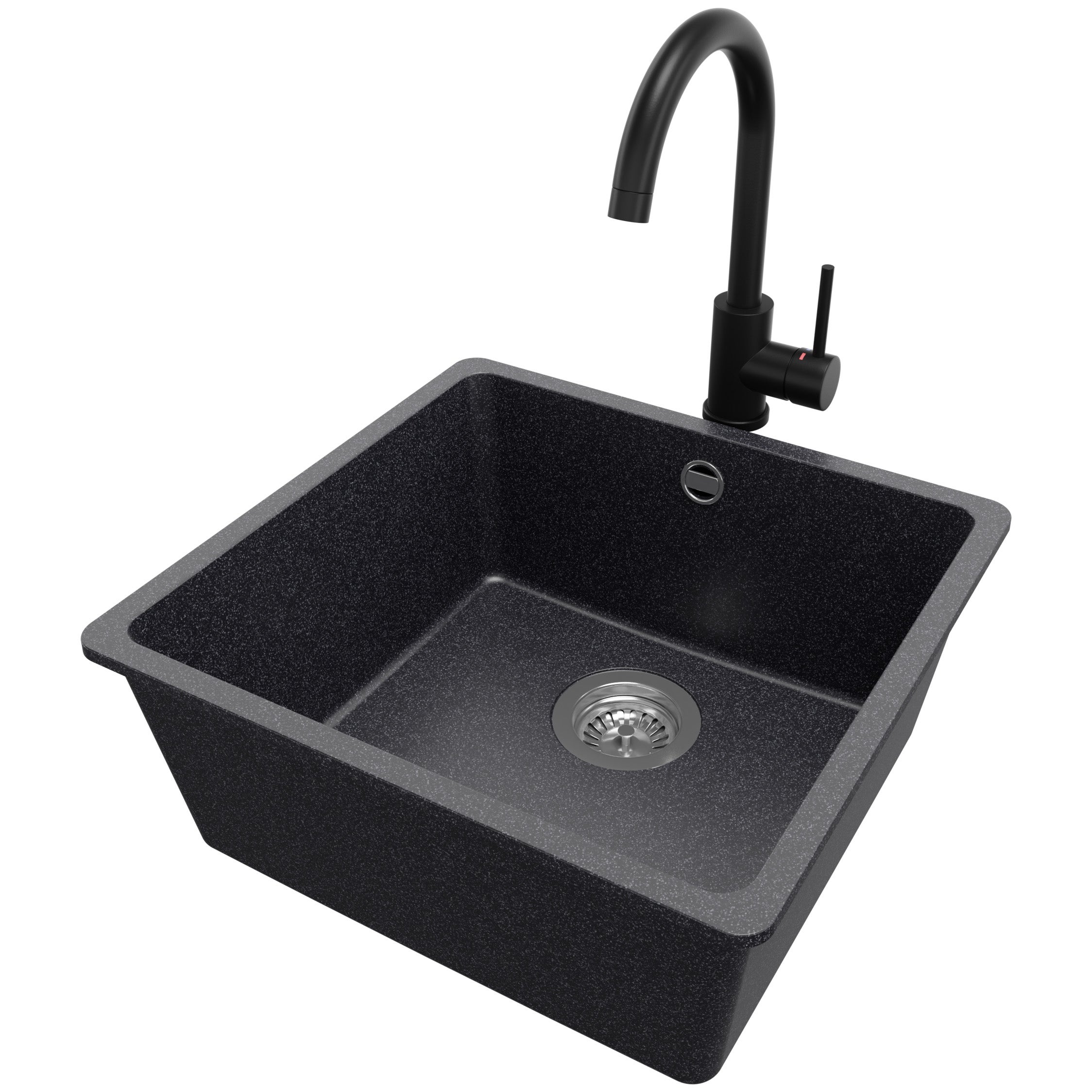 Evier Cuisine en Granit Graphite 46x44cm, Lavabo 1 bac + Kit de Vidage ...