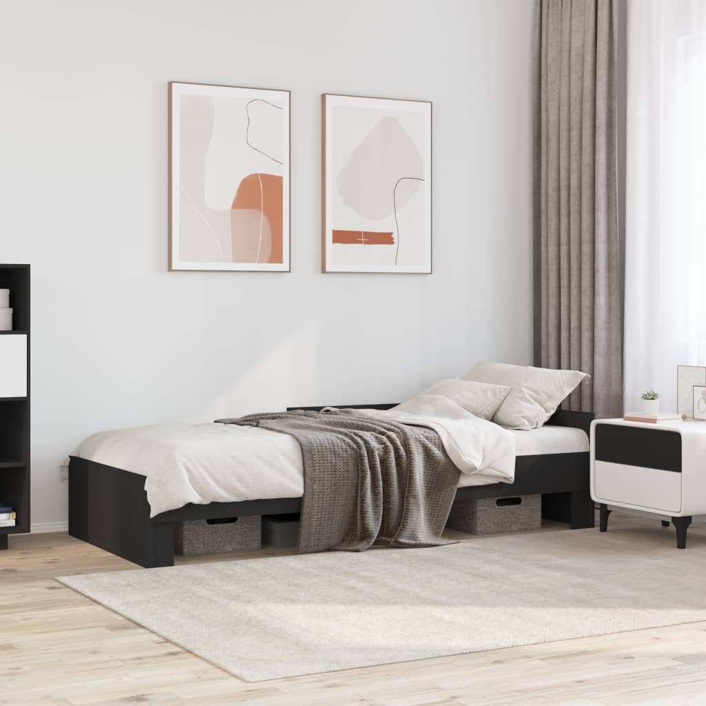 Estructura de cama negra de madera contrachapada 90x200 cm | Leroy Merlin