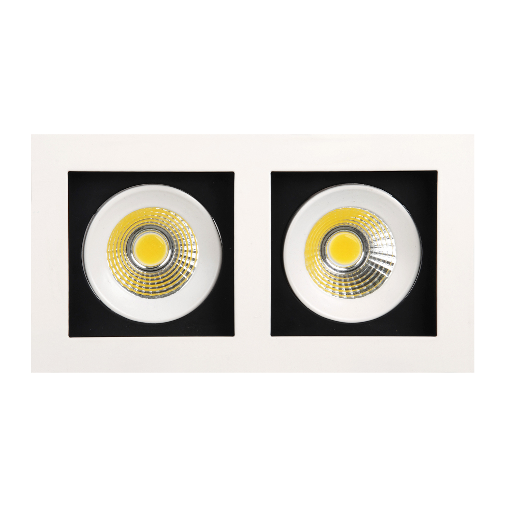 Double spot LED downlight blanc 2x8W (Eq. 2x64W) 6400K Dim. 185x100mm ...