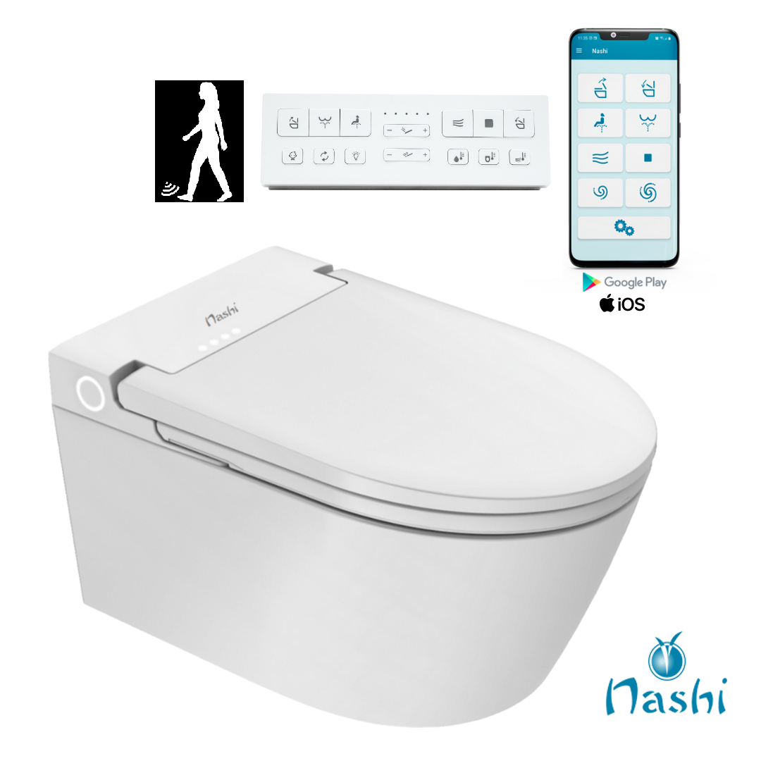 INODORO JAPONÉS WC SUSPENDIDO INTELIGENTE NASHI EOS PRO, APERTURA Y ...