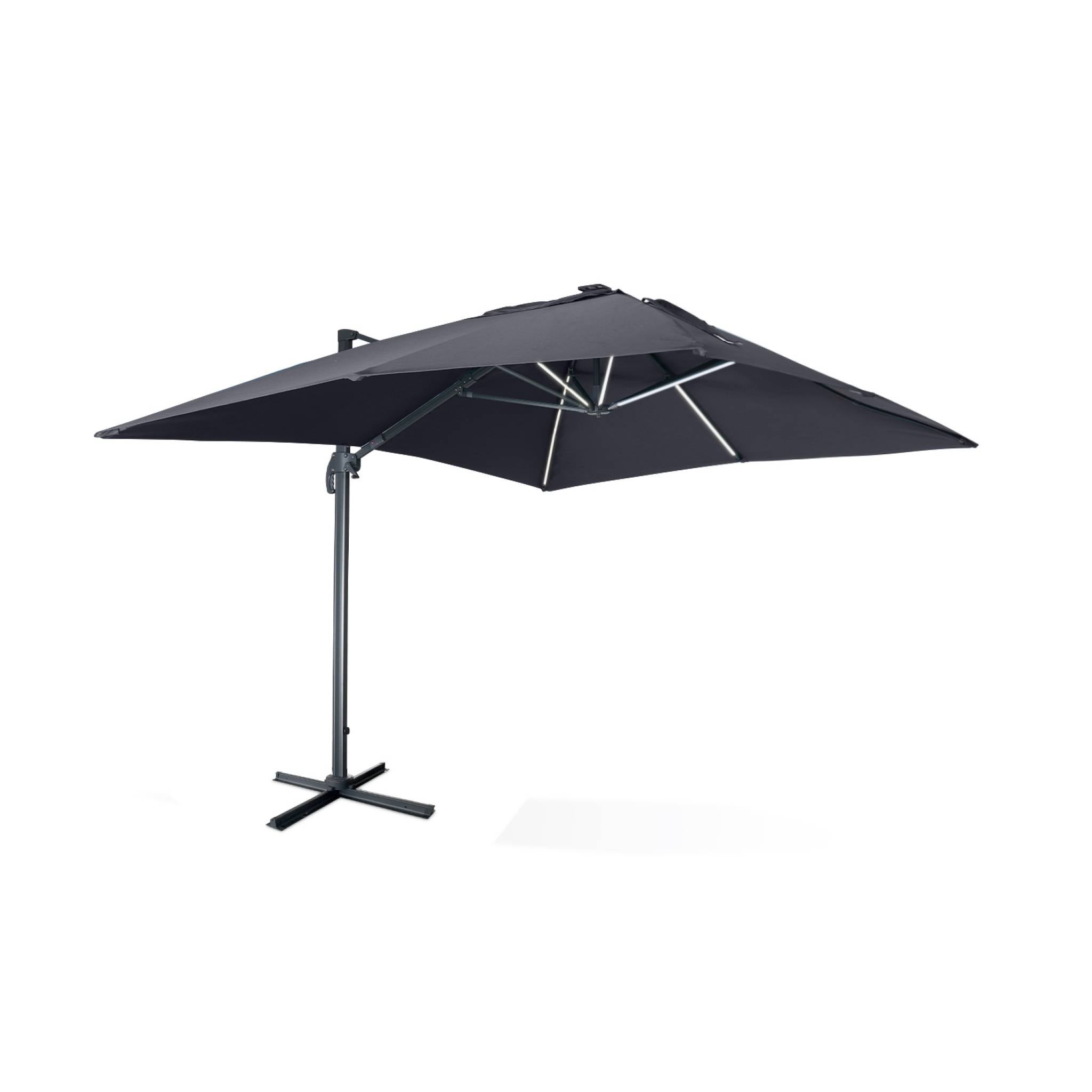 Parasol déporté solaire LED rectangulaire 3x4m haut de gamme - Luce ...