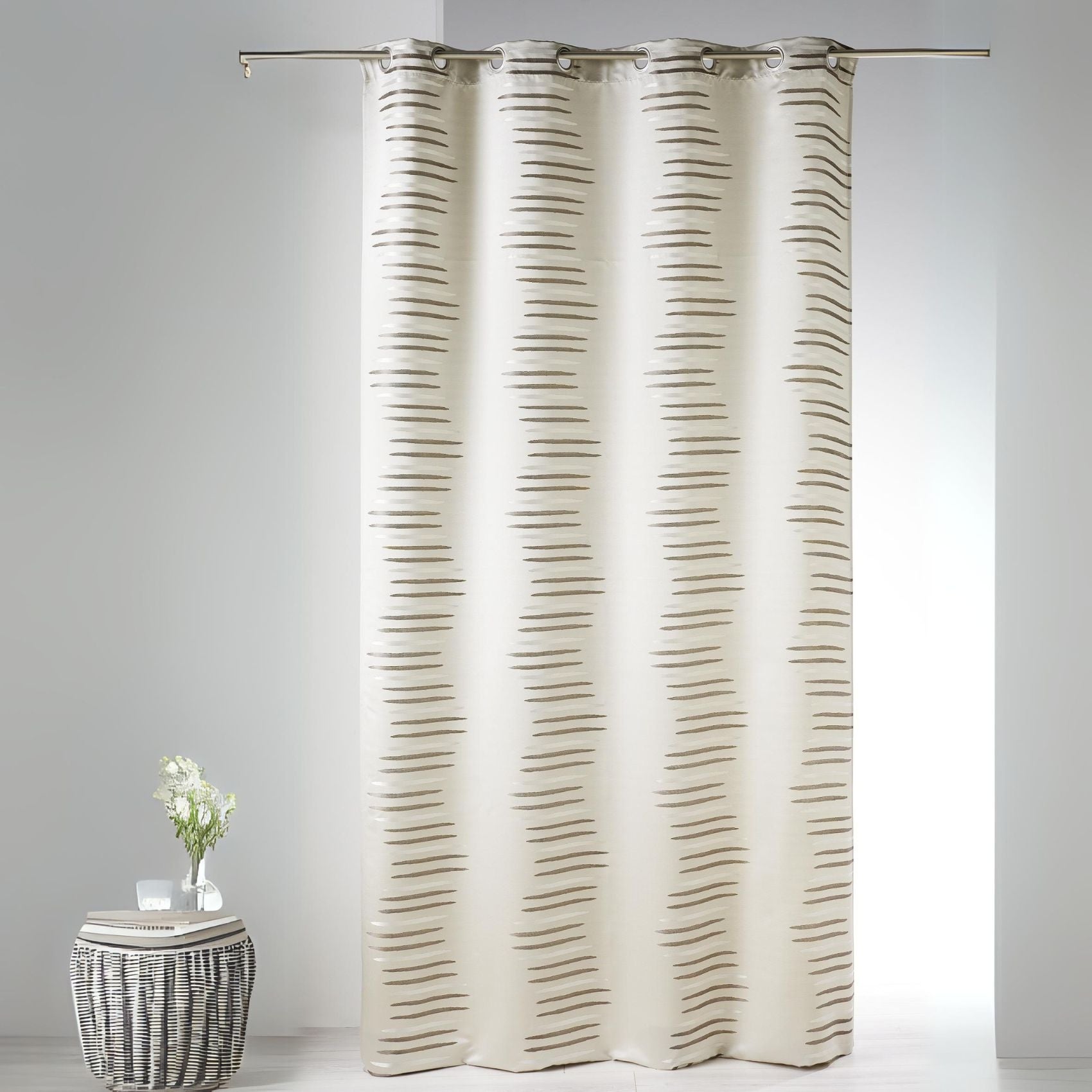 Rideau en jacquard à vagues fantaisies - Beige - 140x260 cm - Jacquard ...