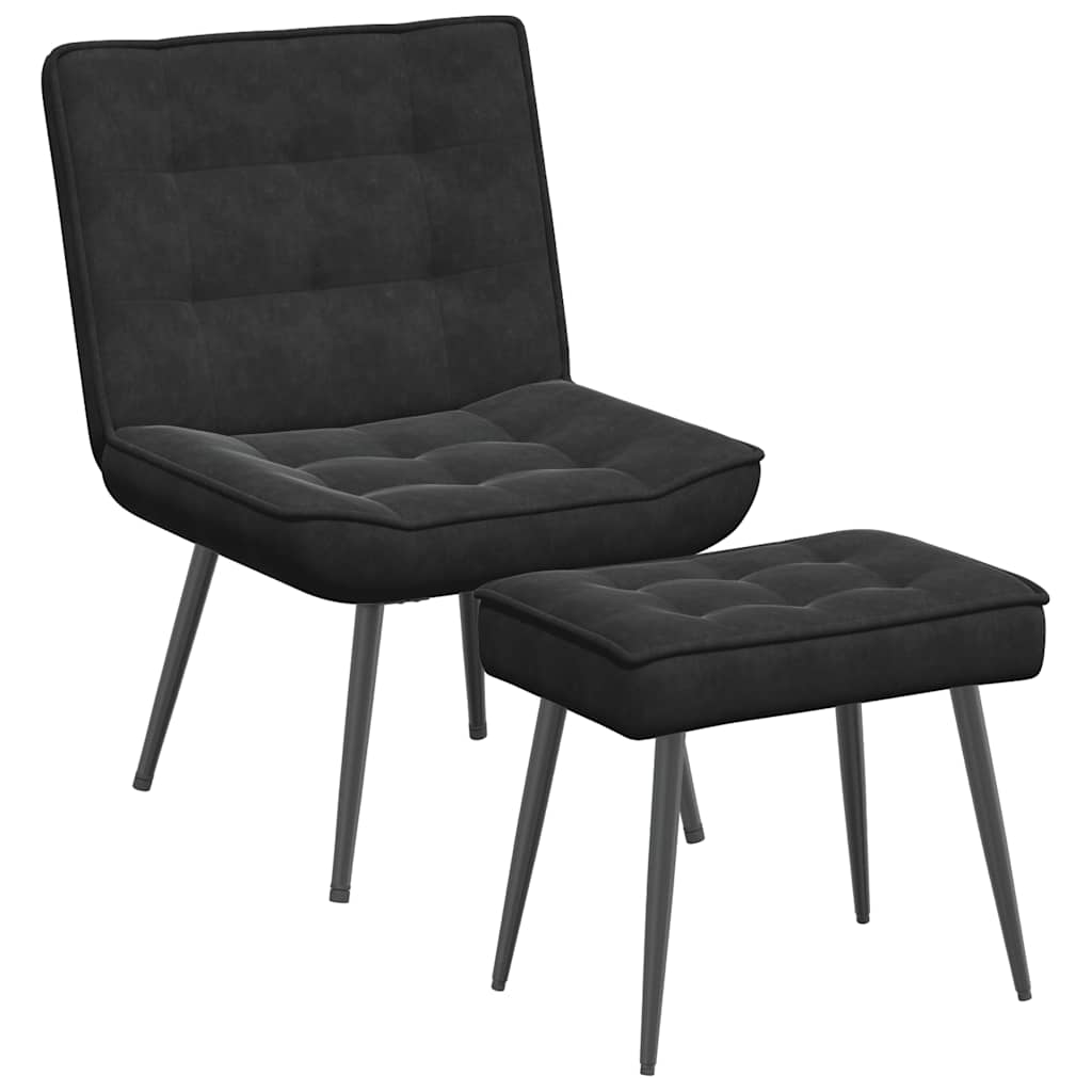 Sillón de relax con reposapiés terciopelo negro - COMFORTXL | Leroy Merlin