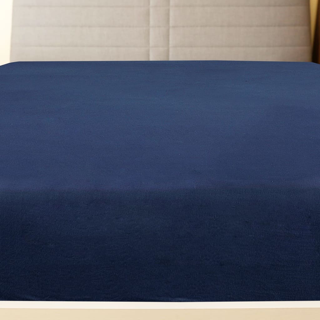 Draps housses jersey 2 pcs coton bleu marine 180x200 cm | Leroy Merlin