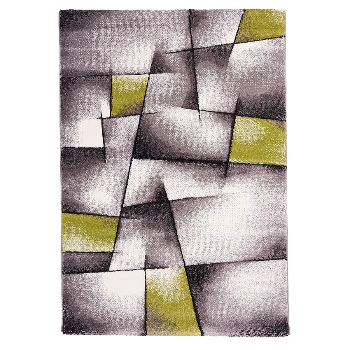 Tapis salon 120x170 tissé vert rectangle motif géométrique TRIANGULA ...