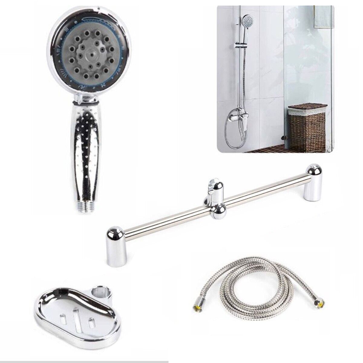 CABEZAL DE DUCHA DESLIZANTE ATSTA CROMADO PARA BAÑO, TUBO REDONDO ...