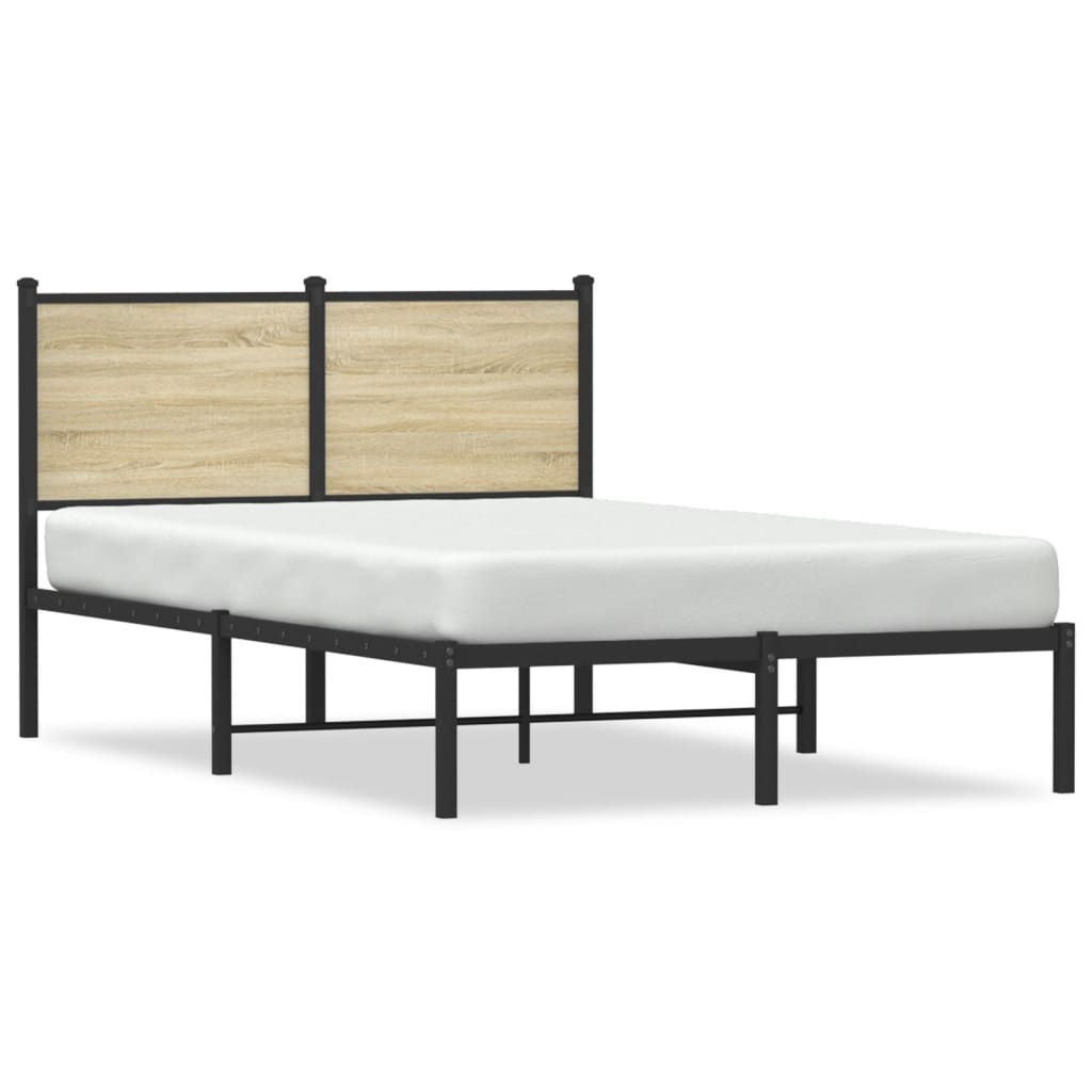 Lit Double | Lit Adulte | Cadre de lit en métal sans matelas chêne ...