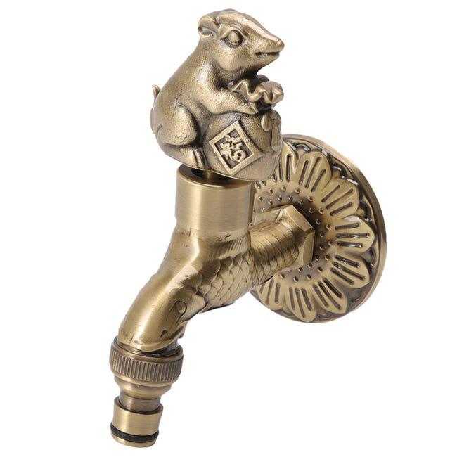 Rubinetto antico in rame e bronzo intagliato, stile retrò, resistente ...