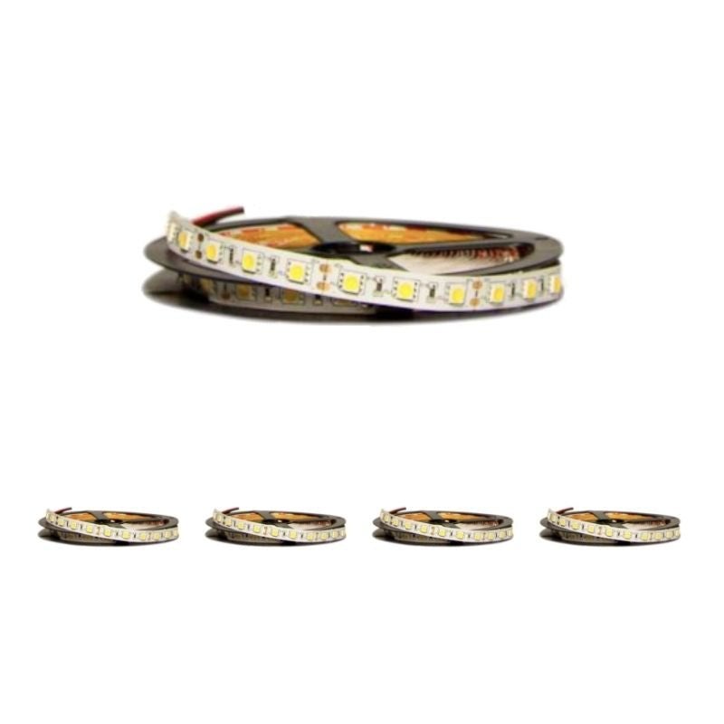 Bandeau LED 12V 5M 5050 60LED/m - Pack de 5 / Blanc Neutre 4000K ...