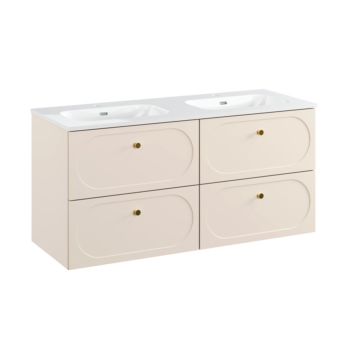 Meuble double vasque encastrée 120cm Sanae Beige sable | Bricoman