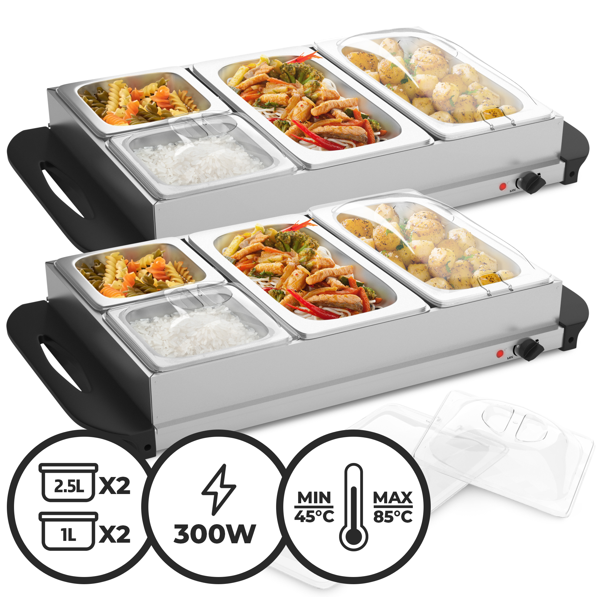 Jago® Chauffe-Plats Électrique - Set de 2, en Acier Inoxydable ...