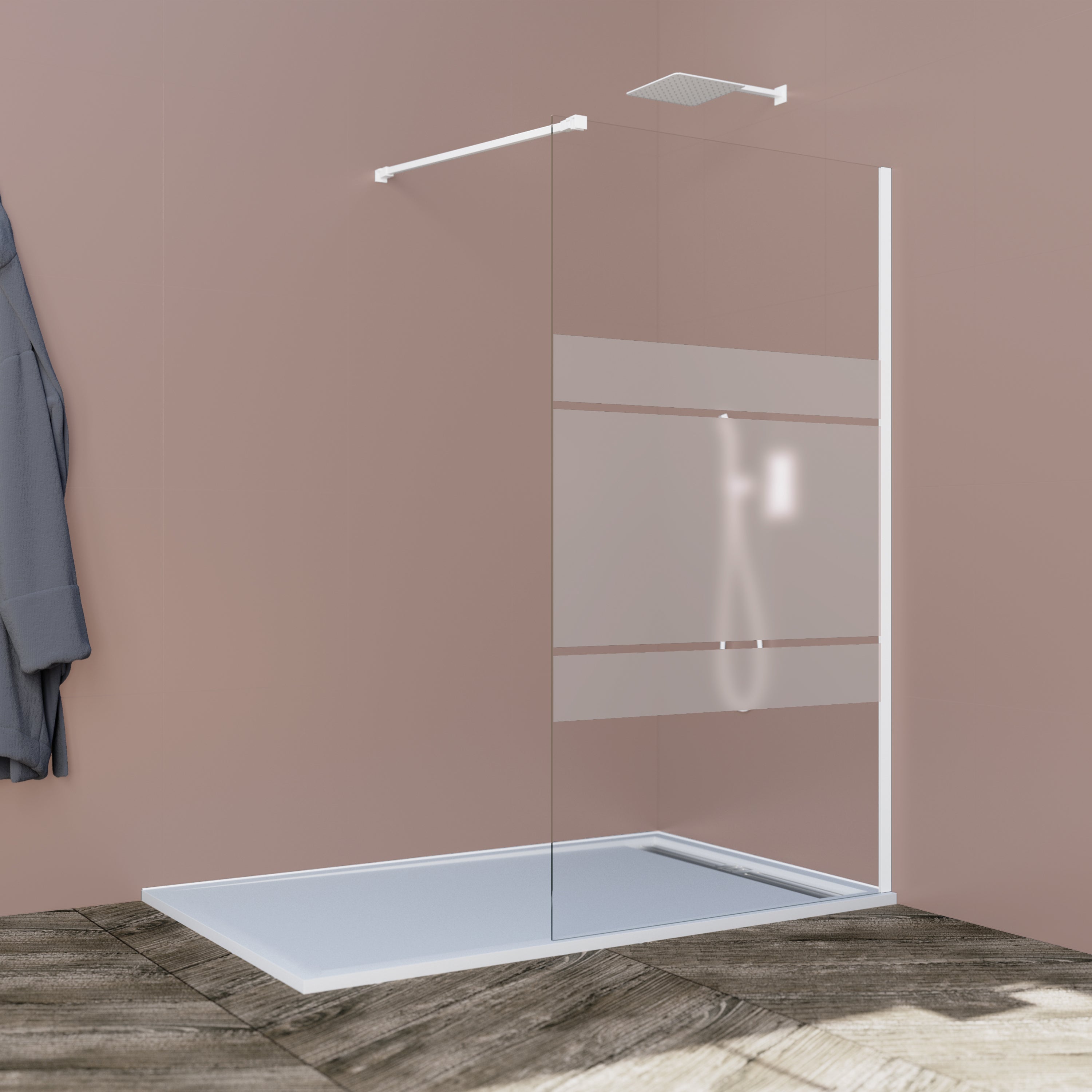 Paroi fixe Clear 78 cm blanc avec sérigrafié | Leroy Merlin