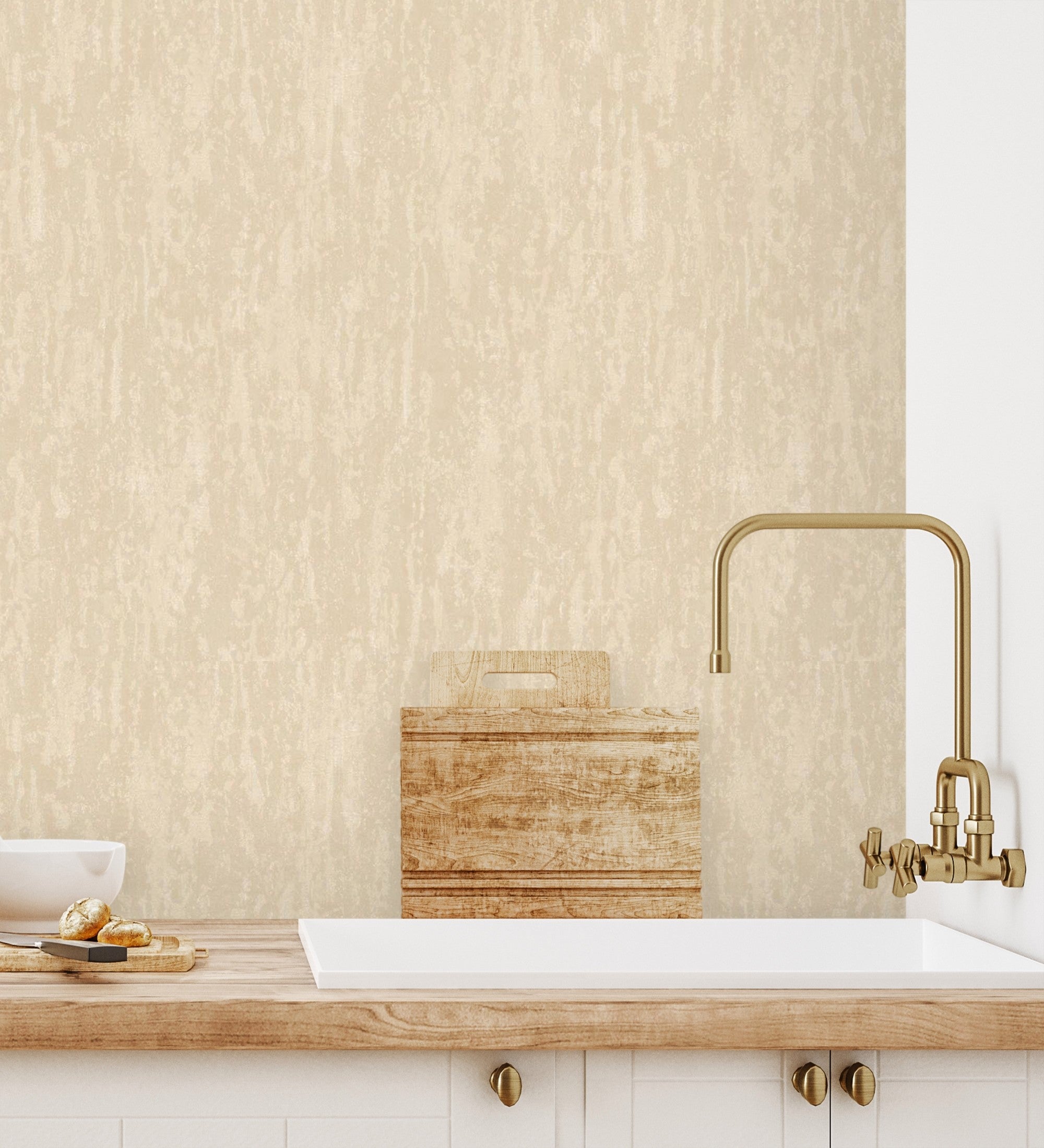 Papier peint vinyle imitation stuc avec texture textile en relief ...