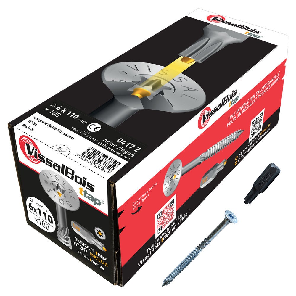 Vis Torx acier zingué VissalBois TTAP ZN + embout TX TTAP | Leroy Merlin