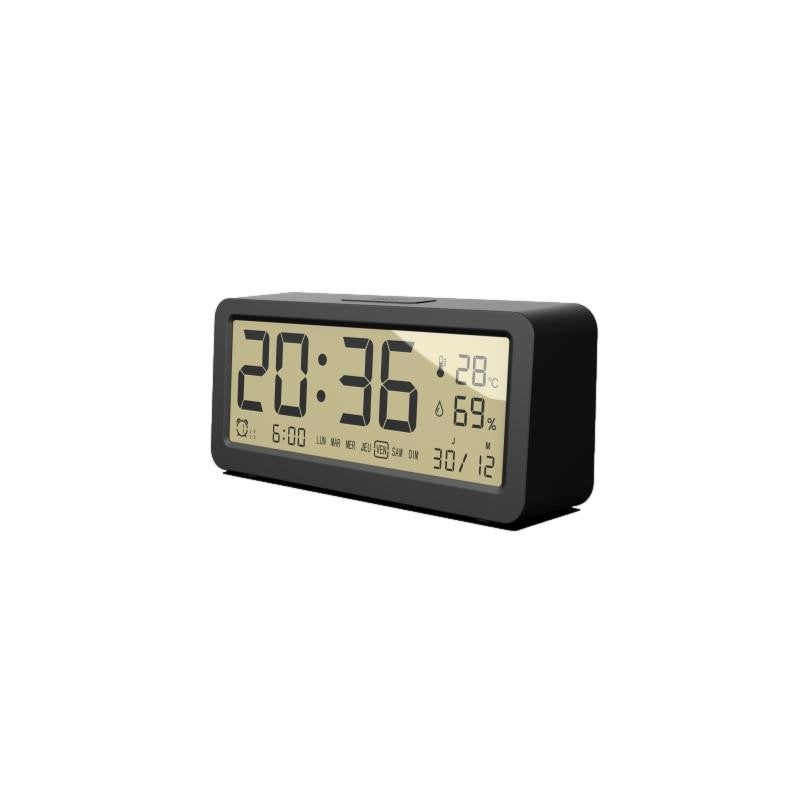 Reveil digital black affichage thermometre/humidite Evoom EV312668 ...