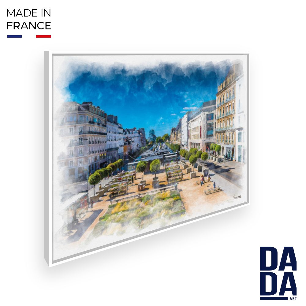 Tableau Vue de Rennes / 45x60cm / Cadre Blanc / Fabriqué en France ...