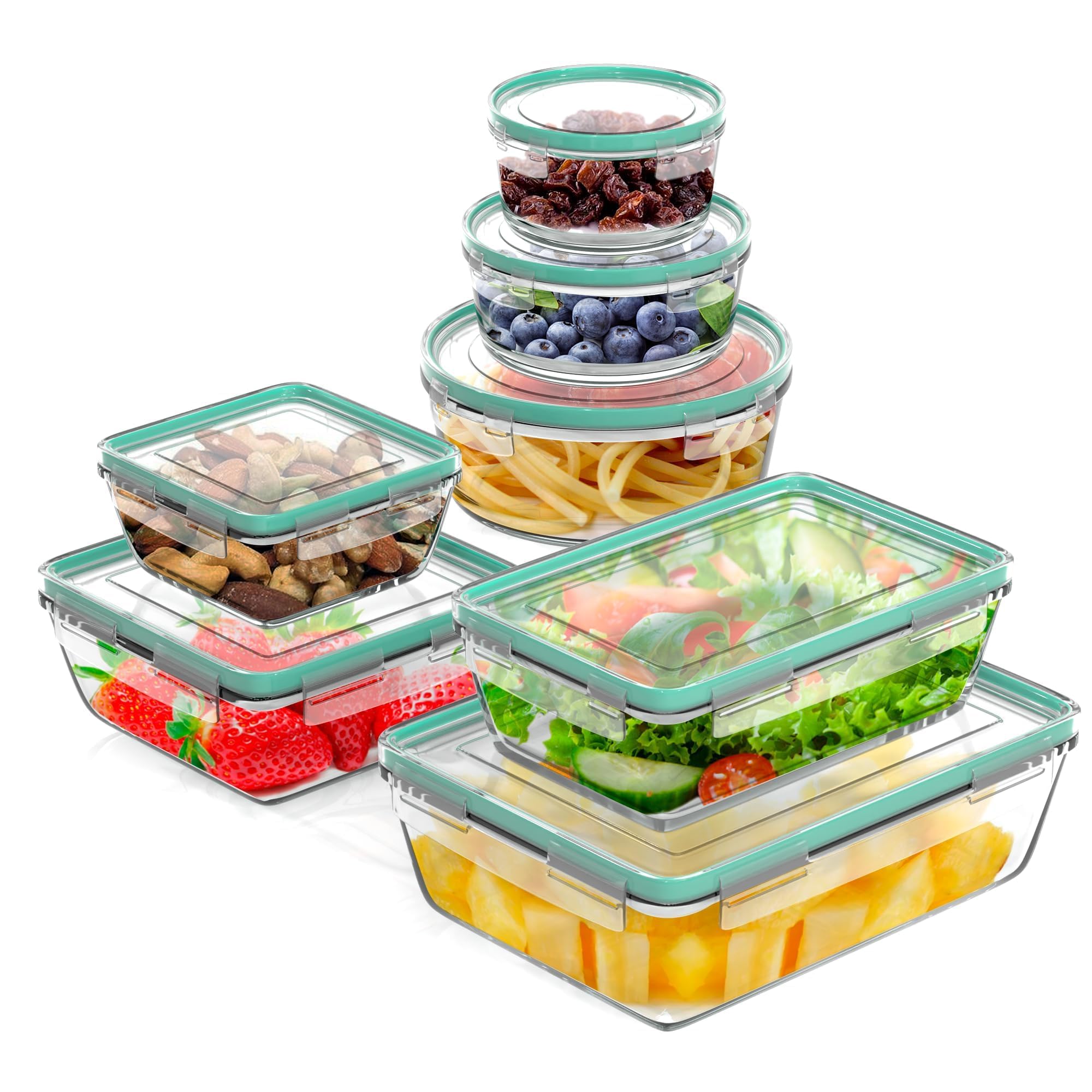 Edihome, Contenitori Ermetici per Alimenti Vetro, 8,14 o 18 pezzi ...