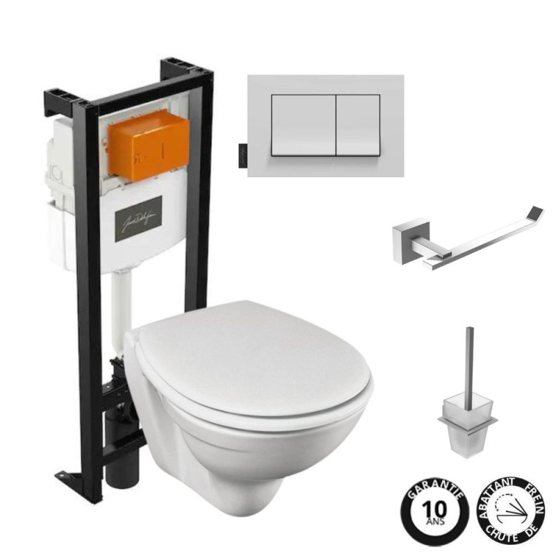 Pack WC suspendu sans bride JACOB DELAFON Patio + porte-balai + porte ...