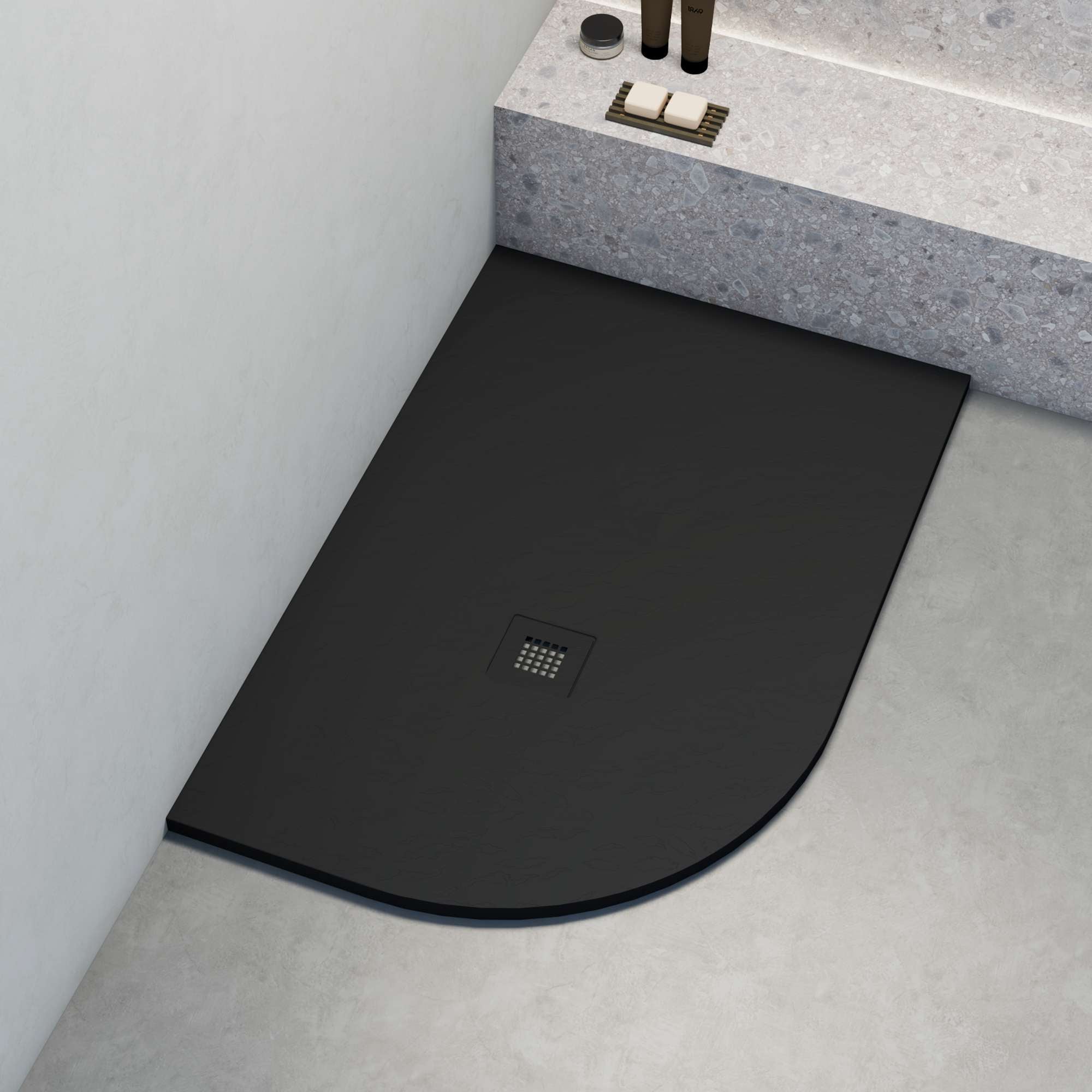 Plato de ducha POALGI - 80x120 cm semicircular asimétrico izquierda ...