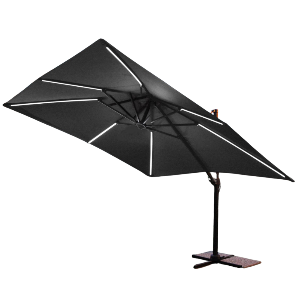 Ombrellone 3x4 mt con struttura in alluminio e pannello solare con luci ...