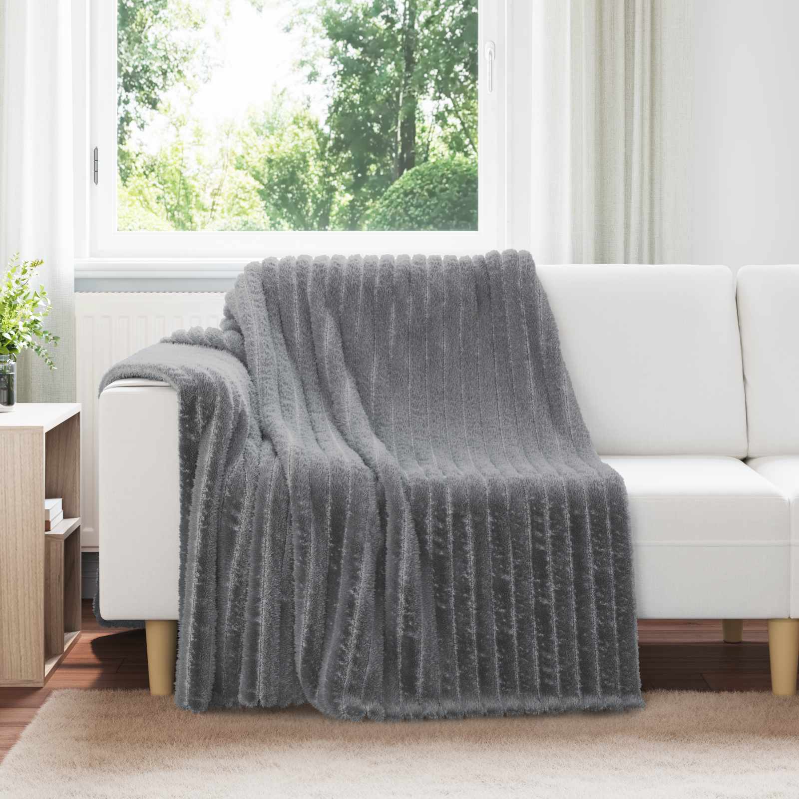 Manta Gris oscuro 200 x 150 cm Lana | Leroy Merlin