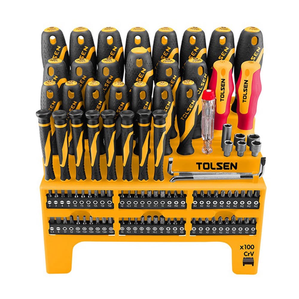 JEU 100 PCS TOURNEVIS ASSORTIS + INSERTS + DOUILLES TOLSEN | Leroy Merlin