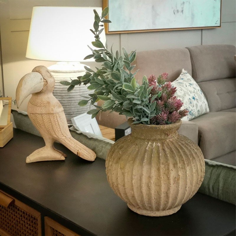 Jarrón cemento desgastado verde musgo | Leroy Merlin