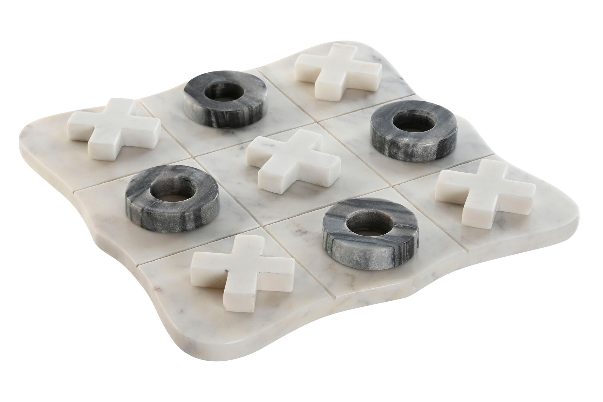 PACK DE 2 JUEGO DE MESA MARMOL 30X30X3 TRES EN RAYA NATURAL | Leroy Merlin