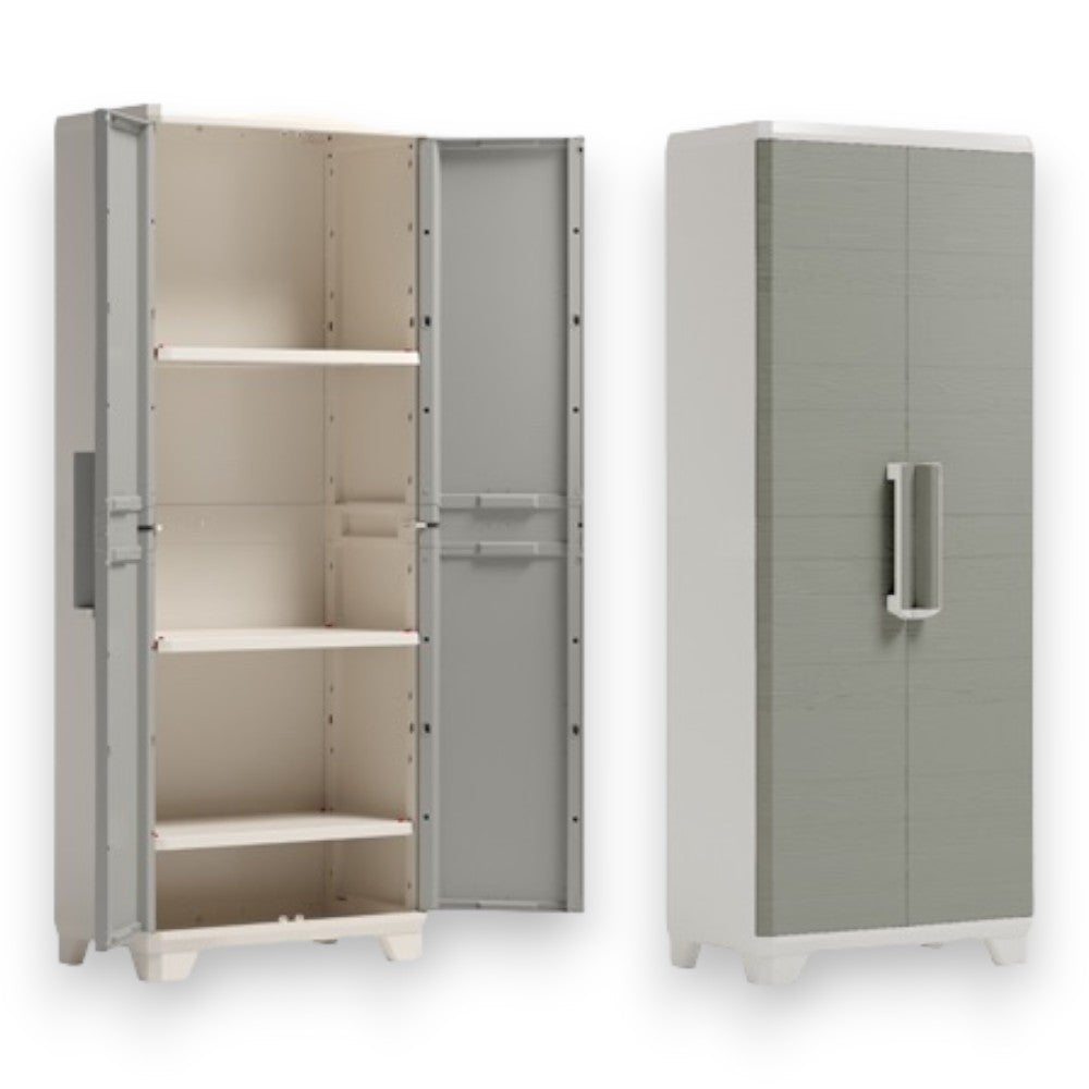 Keter Linear Wood armario exterior de resina efecto madera de 2 puertas ...