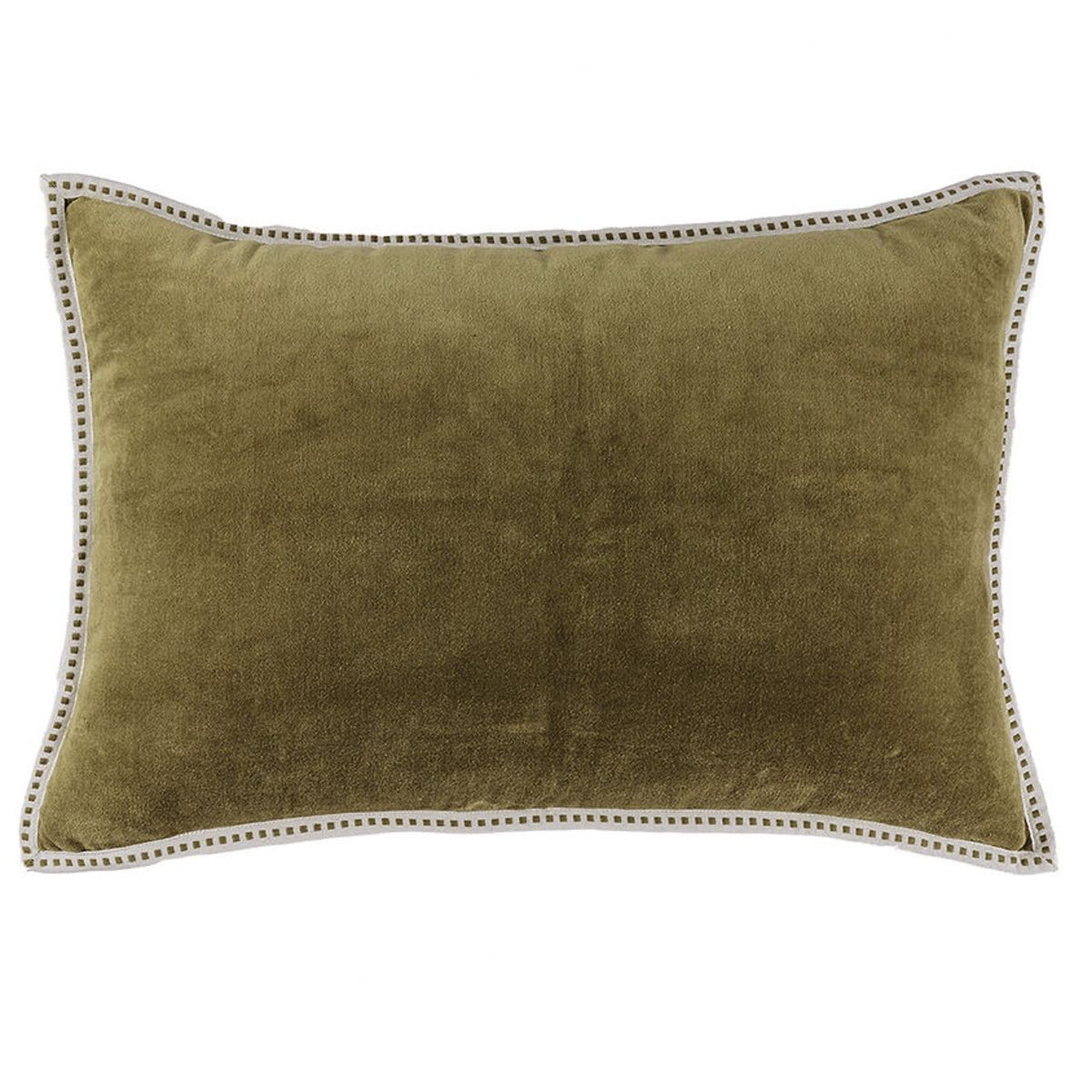 Coussin 60x40 velours de coton vert coriandre | Leroy Merlin