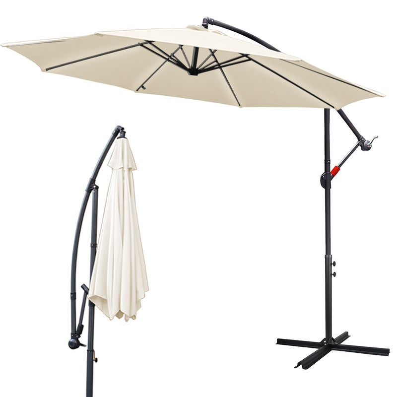 3m Parasol UV40+ Camping Pendule Parasol Gazebo Garden Parasol -Beige ...