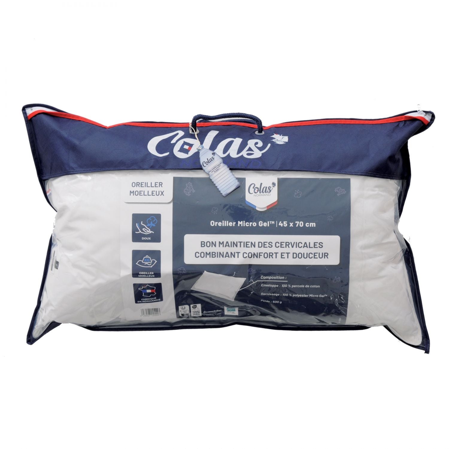 Oreiller moelleux microgel - 45x70 cm - Made in France | Leroy Merlin