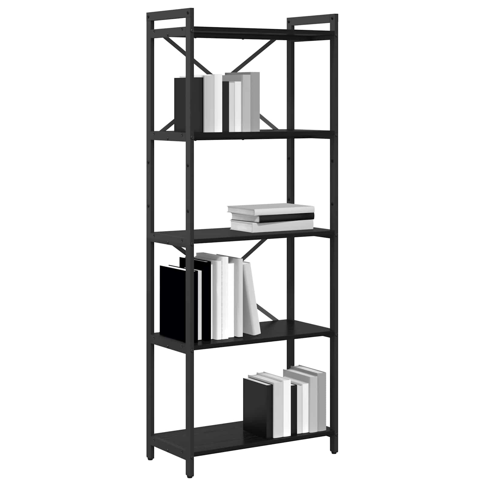 Librería | Estante de libros | Estantería para libros Roble Negro 60 x ...