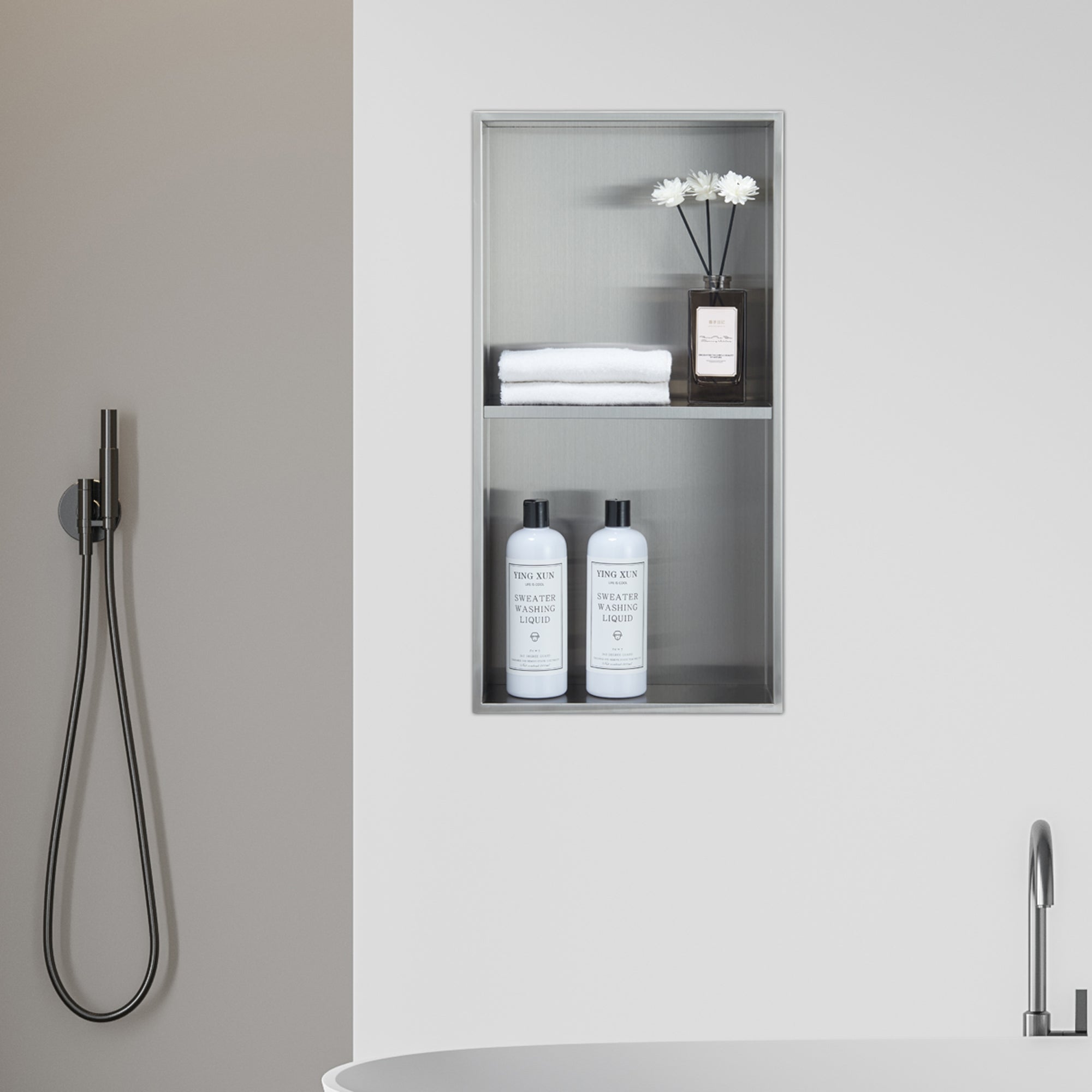 Nicho de ducha Kristinehamn 2 niveles acero inoxidable 62x32x10cm ...