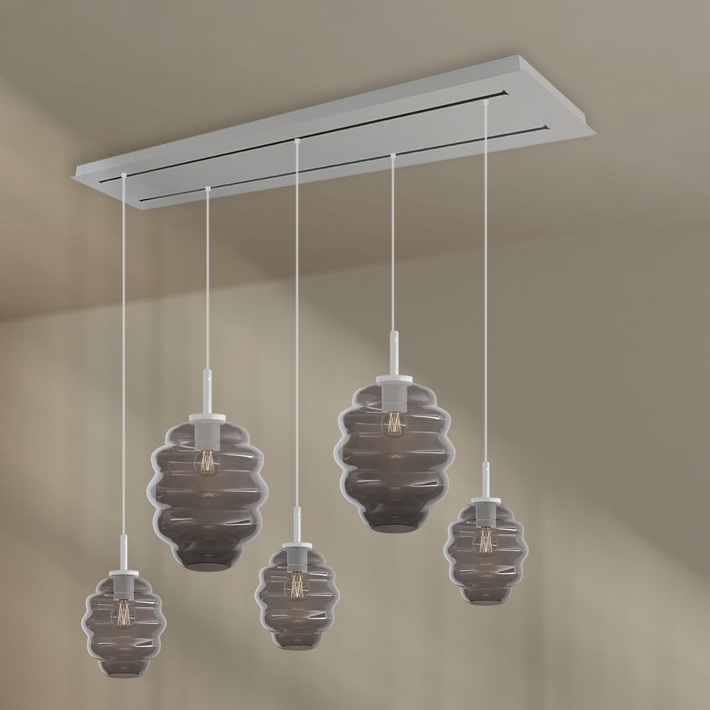 S.luce - Lámpara de mesa de comedor Echos, 5 luces, 2 filas, 160 cm Ø ...