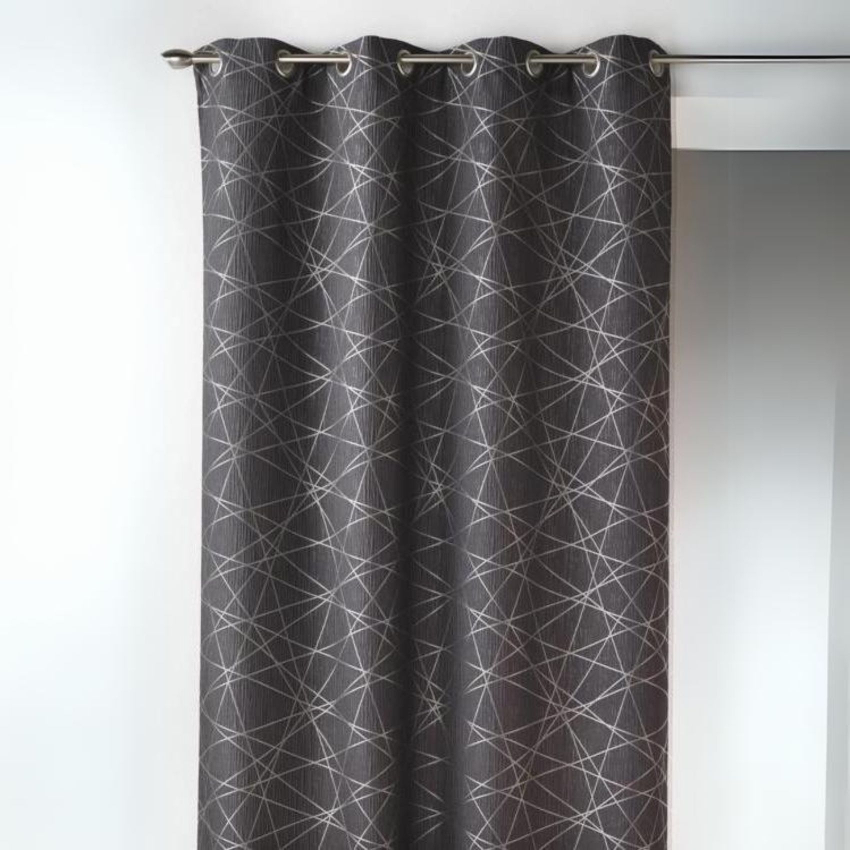 Rideau en Jacquard à Imprimés Design - Gris clair - 140x260 cm ...