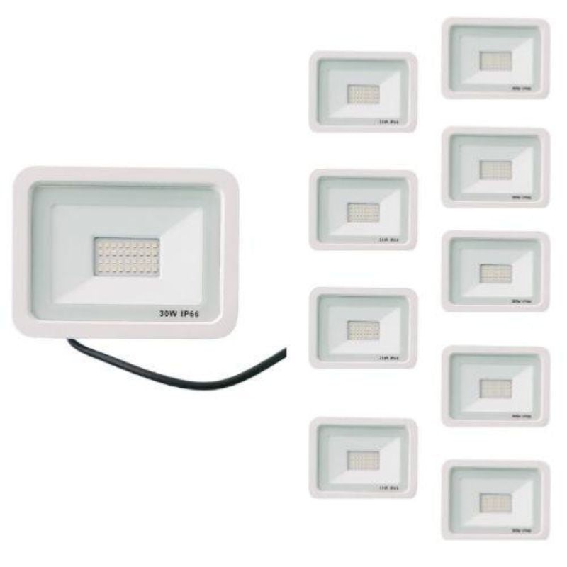 Foco LED de exterior 30W IP66 BLANCO - Sencillo / Blanco Neutro 4000K ...