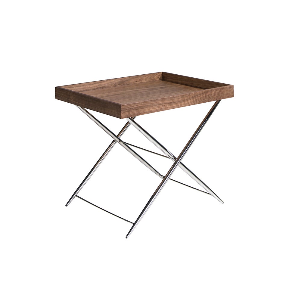 Table d'angle en bois de noyer et acier 61 x 48 x 51 cm. | Leroy Merlin
